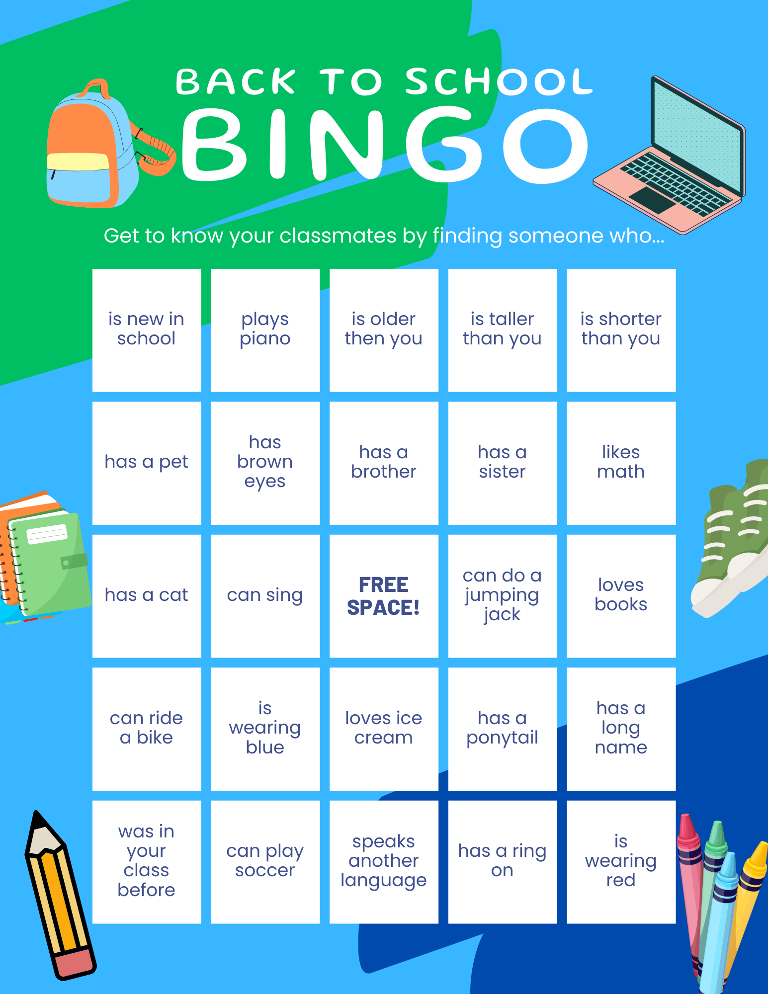 Back to School Bingo: Fun for Military Kids - ASYMCA National Headquarters